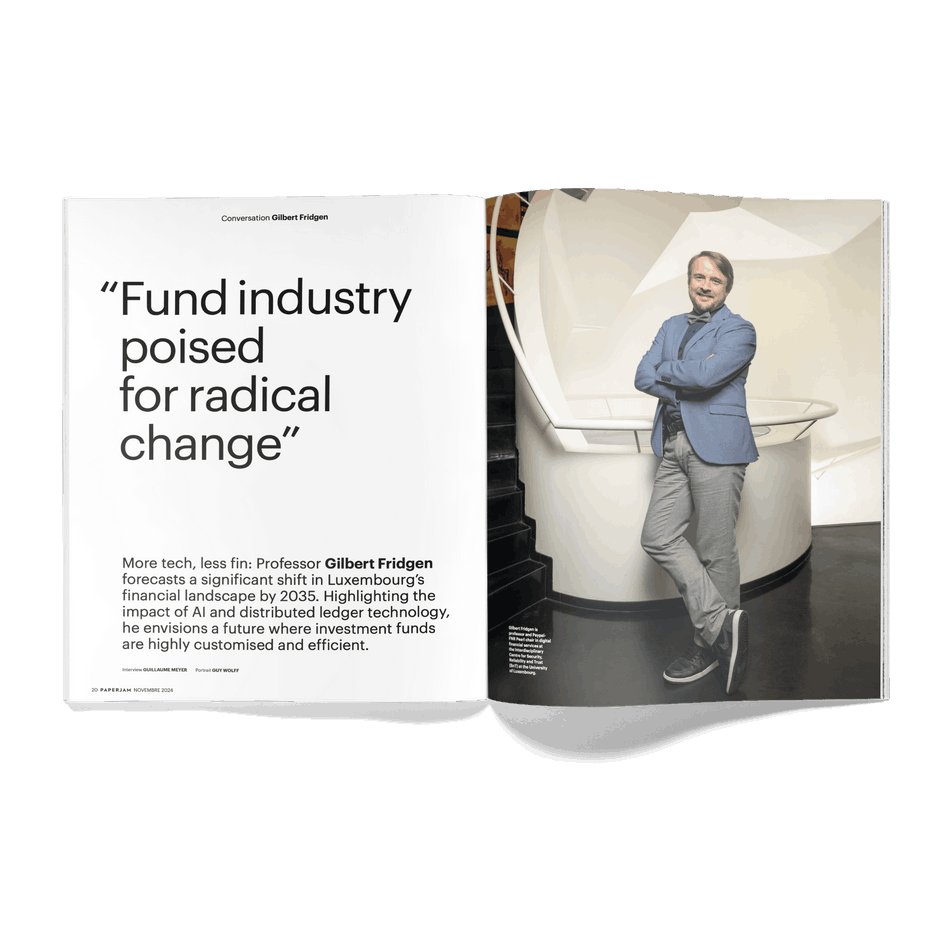 Prof Gilbert Fridgen, ‘more tech, less fin,’ on the cover of Paperjam ...